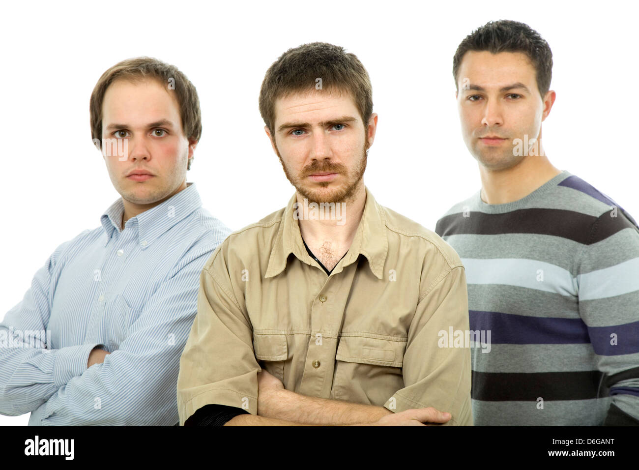 three casual men isolated on white background Stock Photo - Alamy