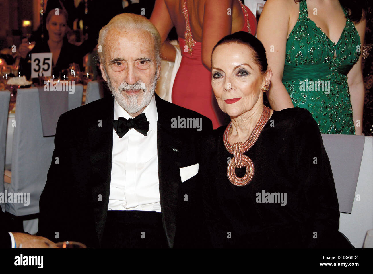 British actor Sir Christopher Lee and his wife Gitte attend the charity ...