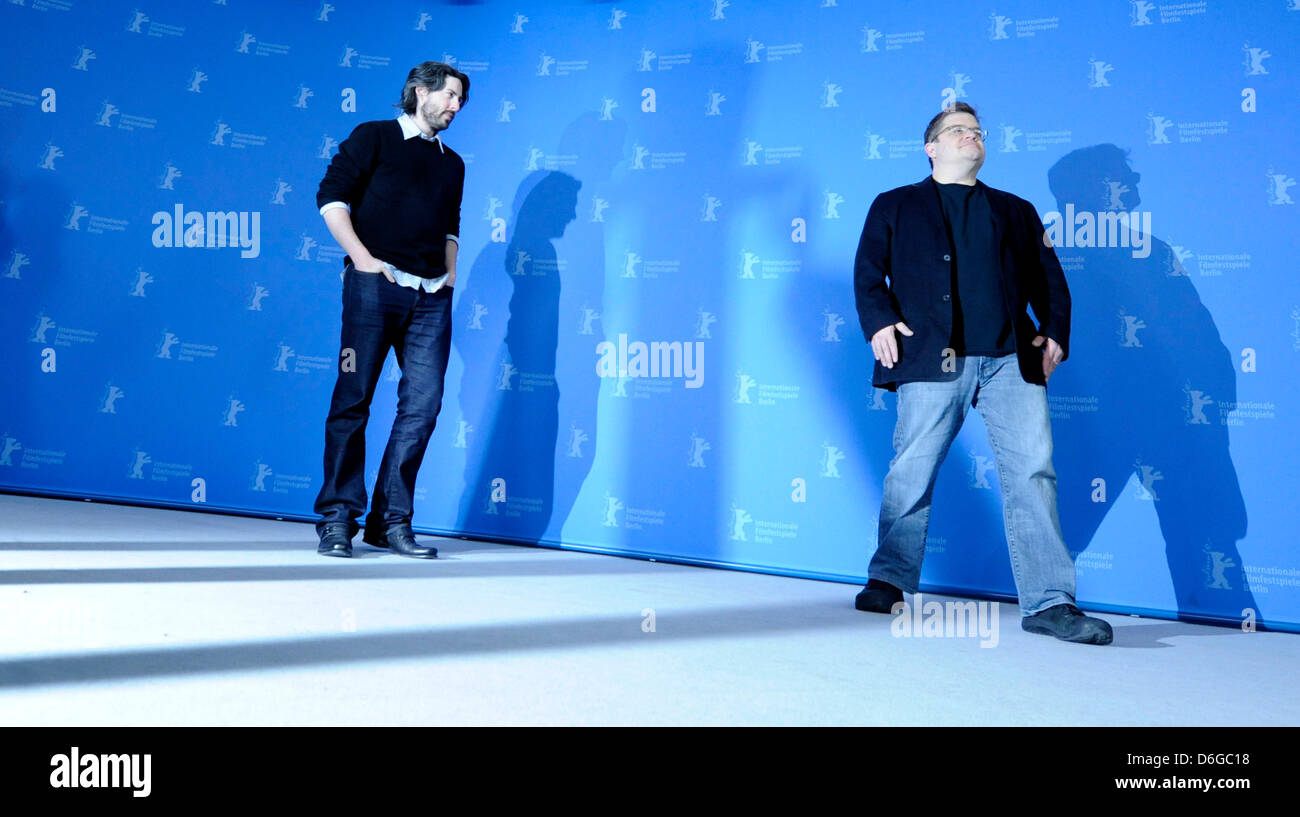 Canadian director Jason Reitman (L) and US actor Patton Oswalt are ...