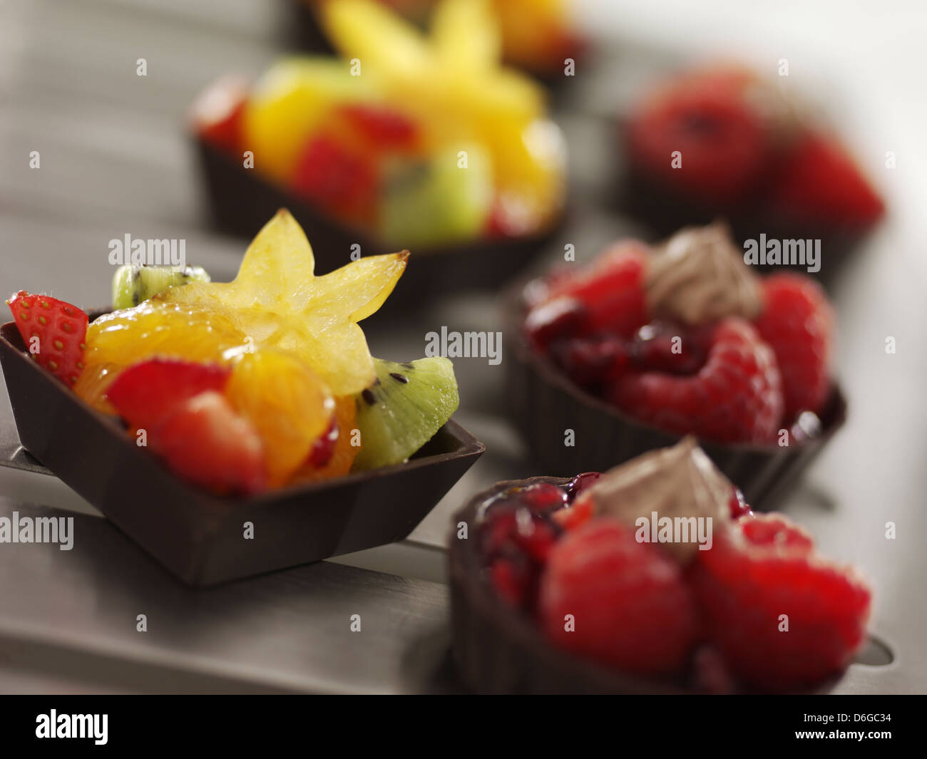 Individual Chocolate and fruit dessert Stock Photo - Alamy