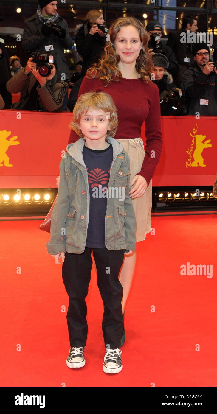 Cast members Picco von Groote and Egon Merten (front) arrive for the ...