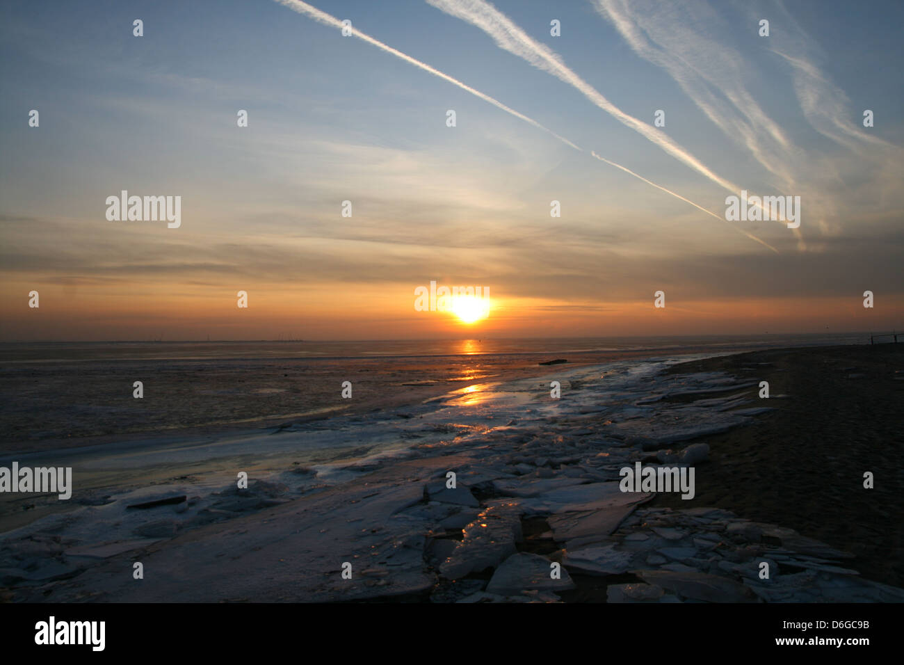 sunset on blue indigo sky Stock Photo - Alamy