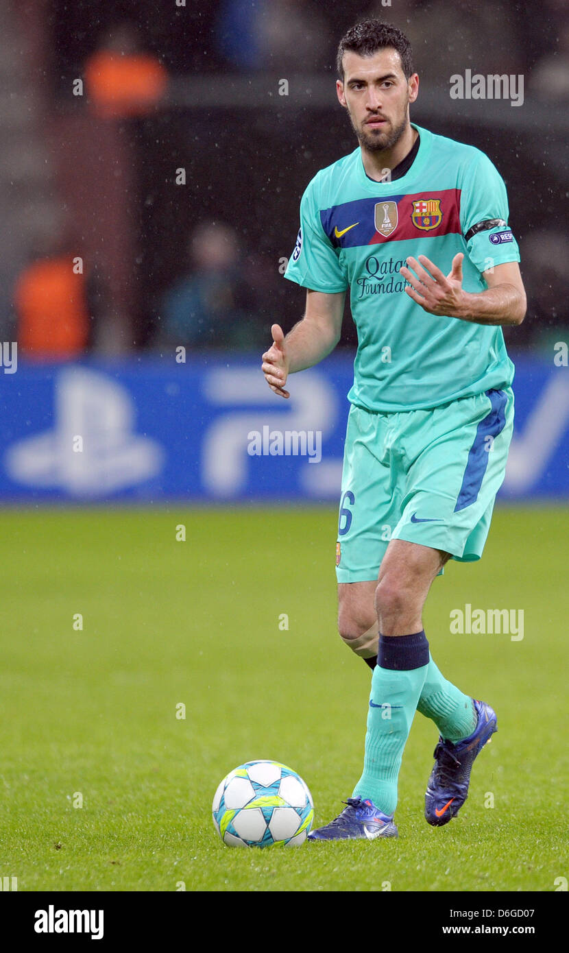 Barcelona's Sergio Busquets in action during the Champions League round ...
