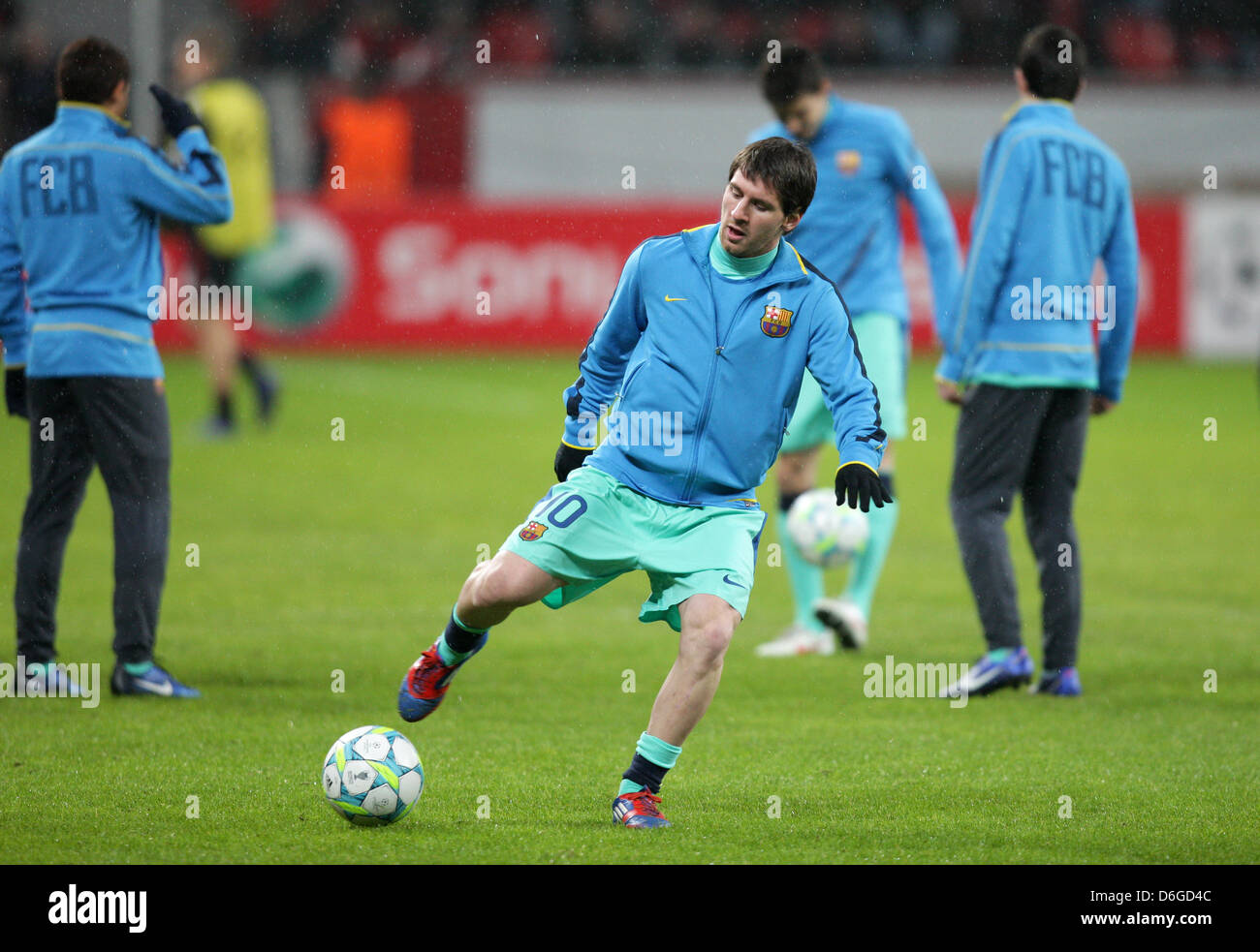 Lionel Messi of Barcelona during warm up prior to the Champions League ...