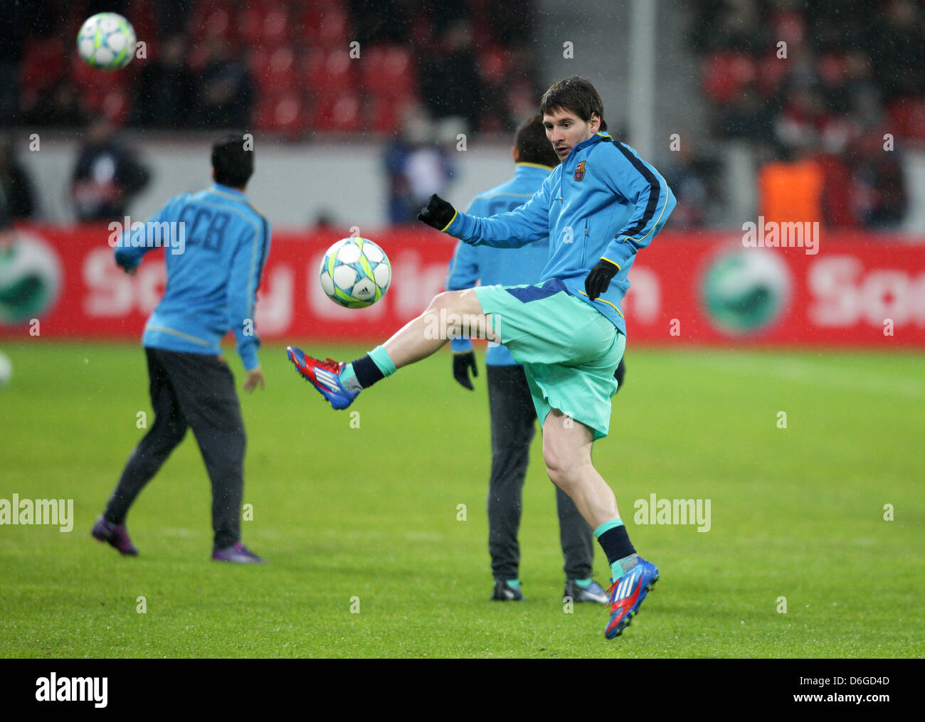 Lionel Messi of Barcelona during warm up prior to the Champions League ...