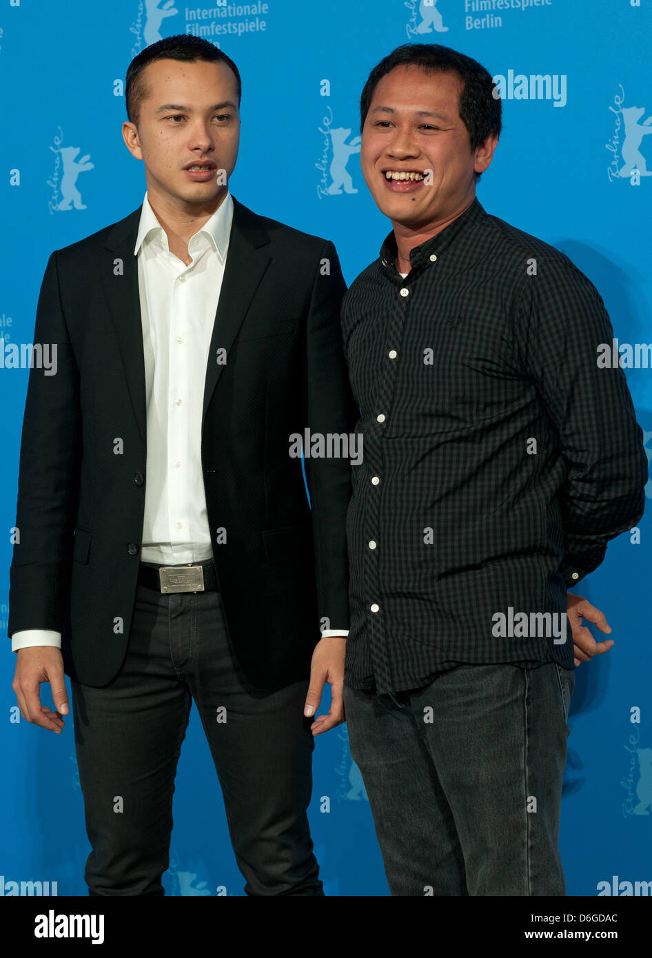 Director Edwin and actor Nicholas Saputra are posing at a photocall for ...