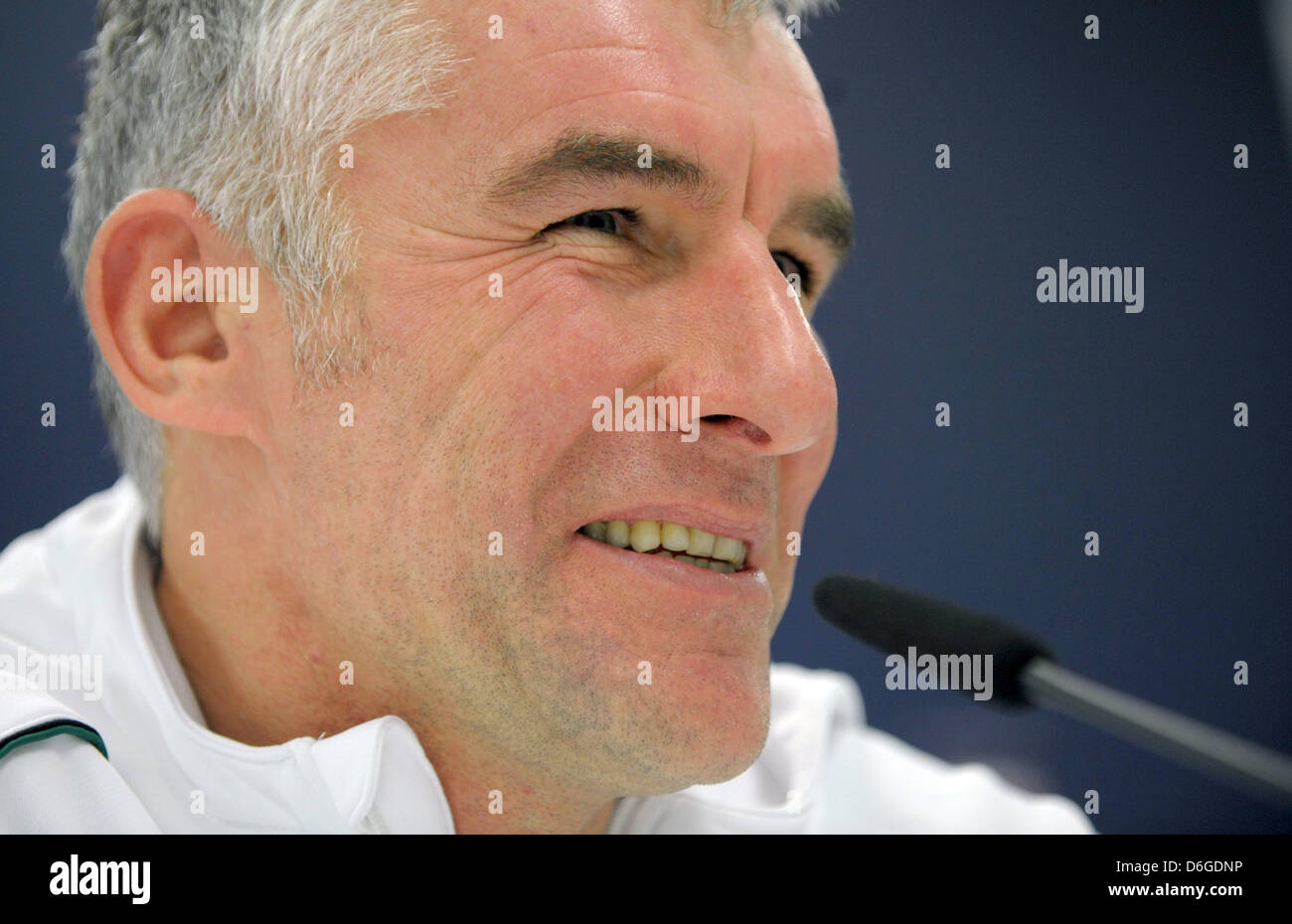 Mirko Slomka, head coach of Hannover 96, talks during a press ...