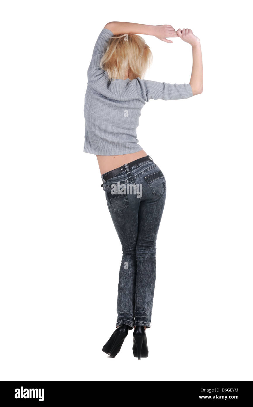 Blonde woman dancing rear view Cut Out Stock Images & Pictures - Alamy