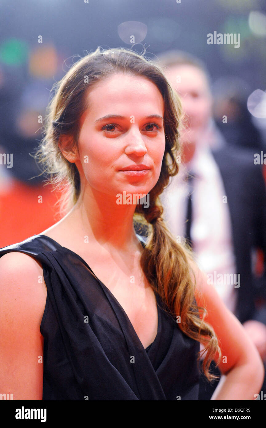 Swedish actress Alicia Vikander arrives for the premiere of the movie ...