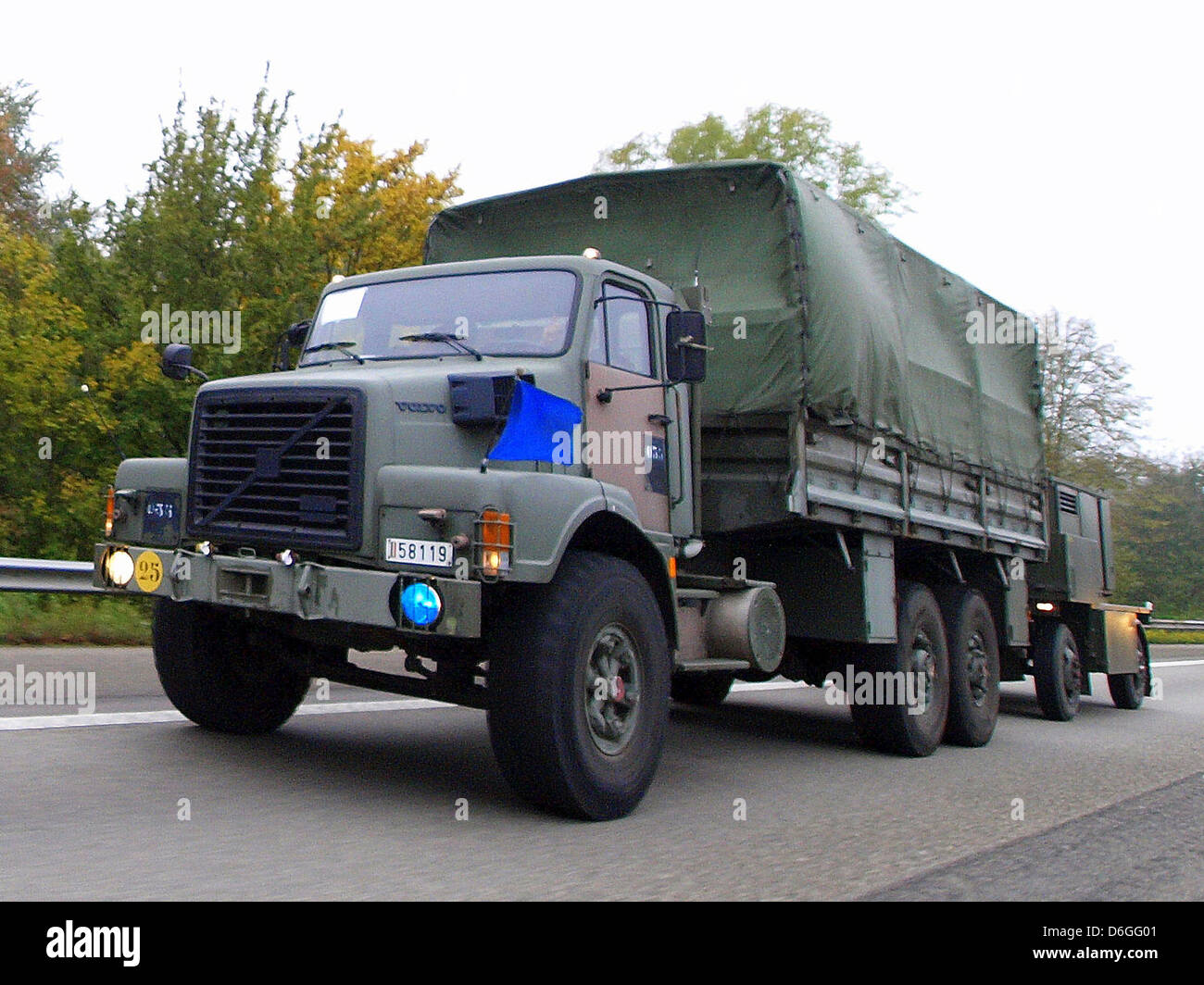The Belgian Volvo army truck, seen on the German Autobahn, showcases ...
