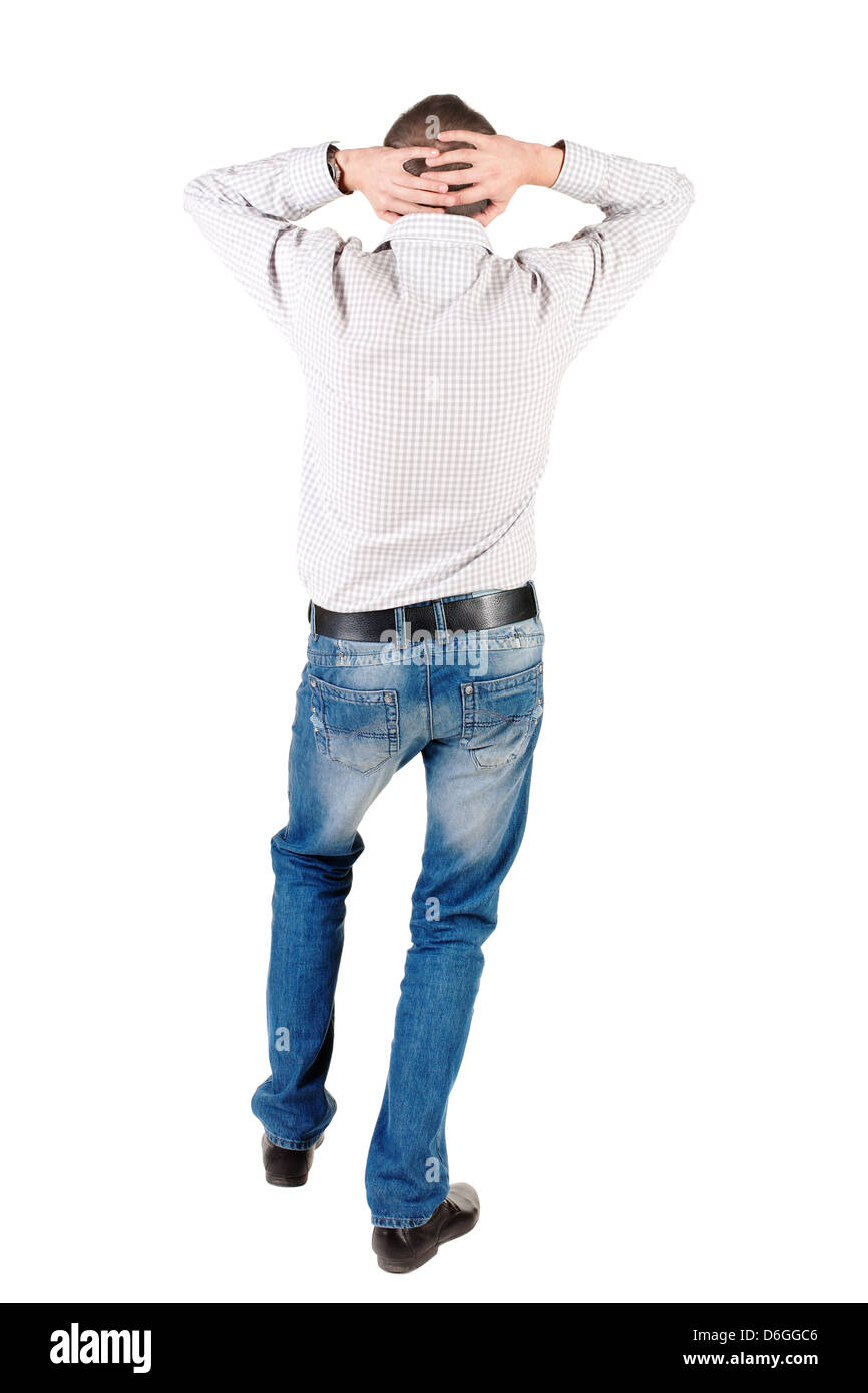 Angry young man. Rear view. isolated over white Stock Photo - Alamy Angry young man. Rear view. isolated over white Stock Photo - Alamy
