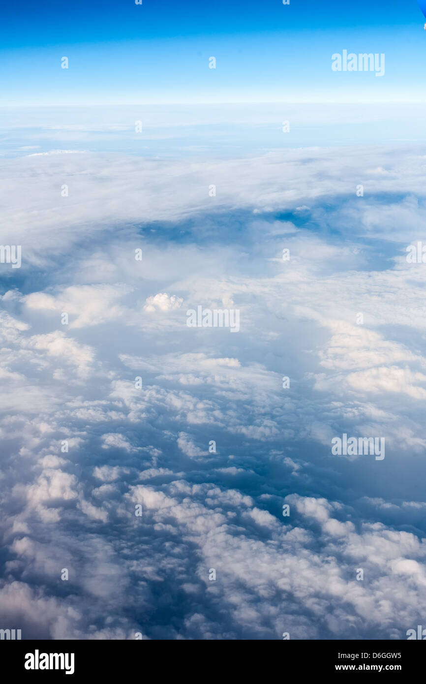 clouds. top view of different clouds on a background of clear sky Stock ...