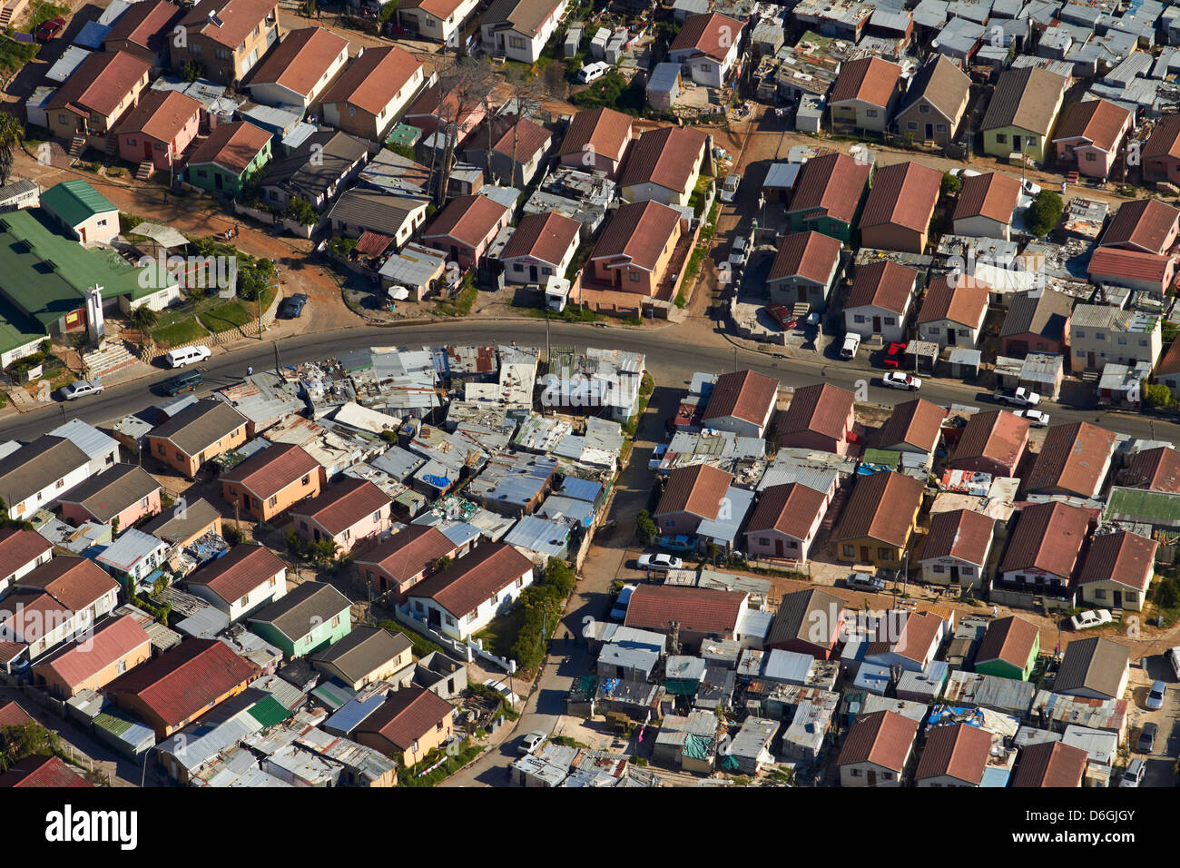 Imizamo Yethu township, Hout Bay, Cape Town, South Africa - aerial ...