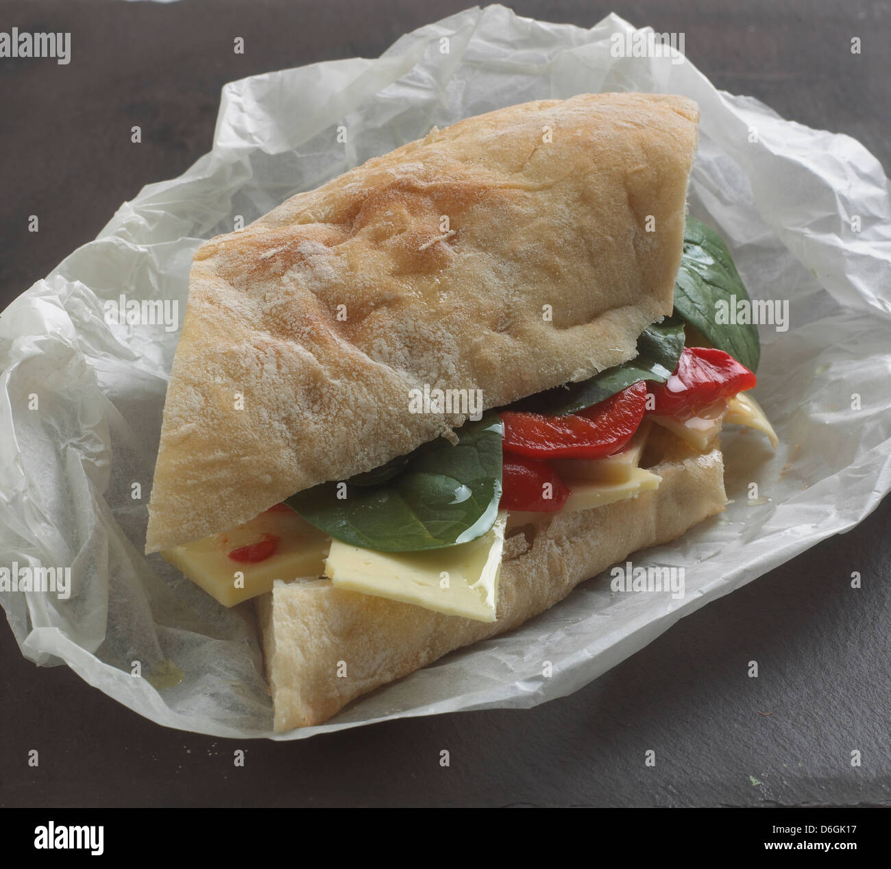 ciabatta, cheese and peppers Stock Photo - Alamy
