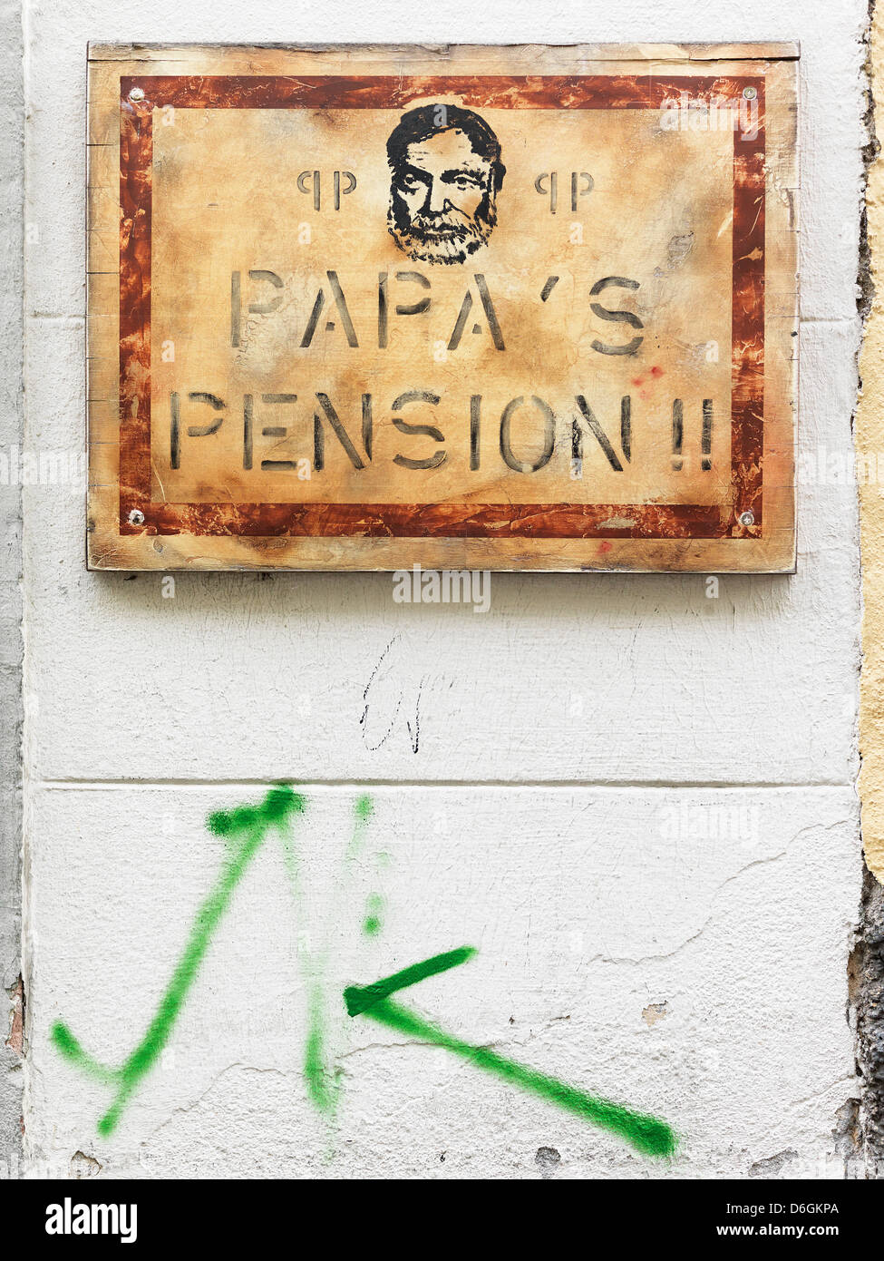 Heidelberg, Germany, company sign board and a trendy pub in the old ...