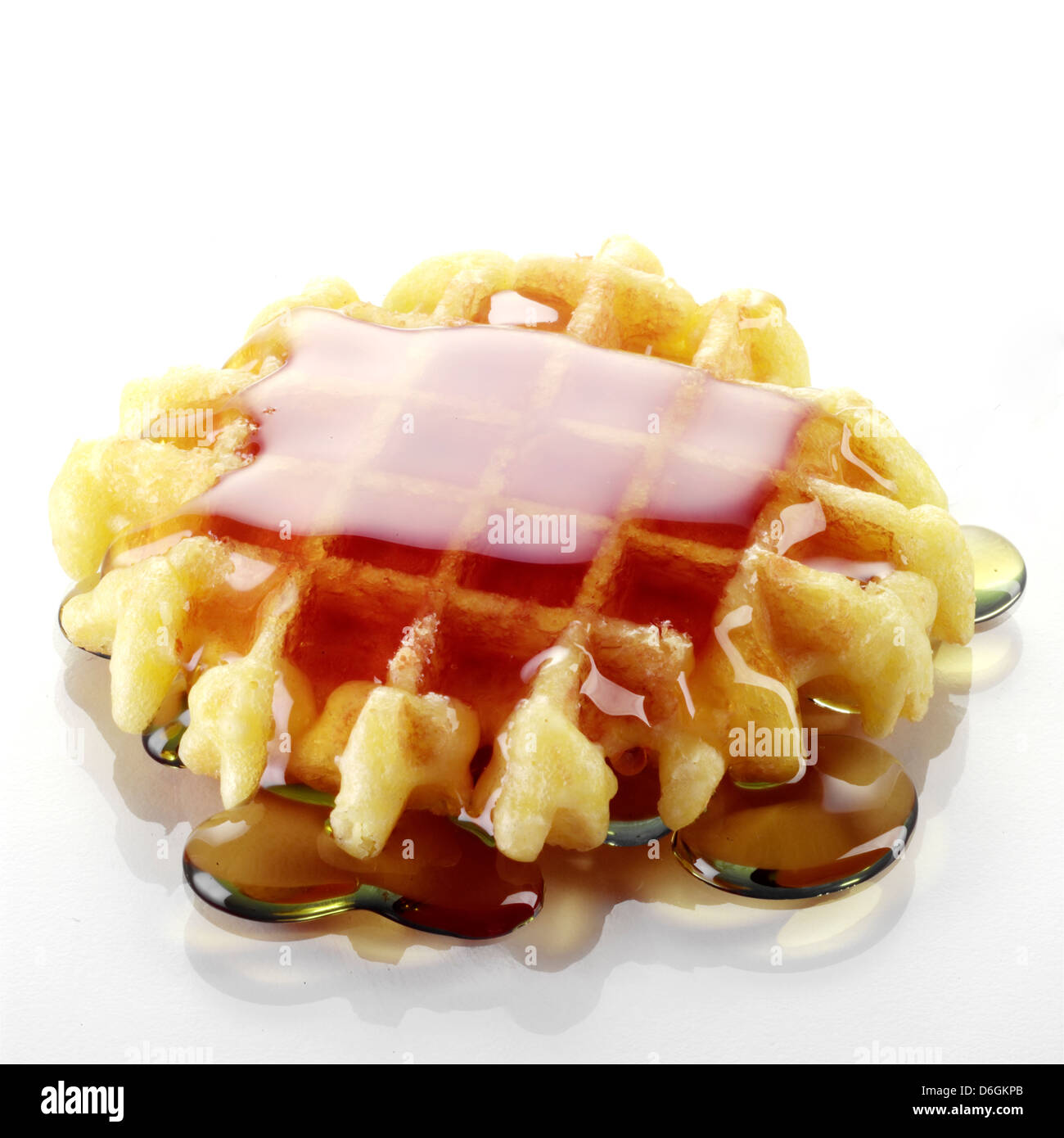 Waffle with Maple Syrup Stock Photo - Alamy