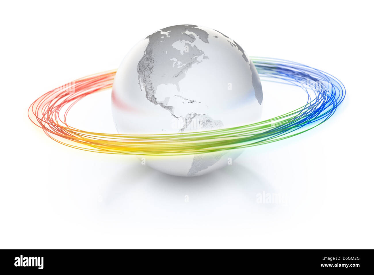 Colorful rings around silver globe Stock Photo - Alamy