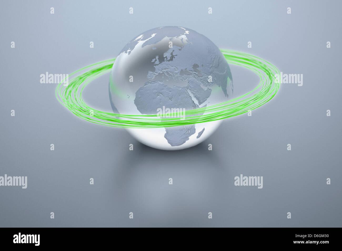 Colorful rings around silver globe Stock Photo - Alamy
