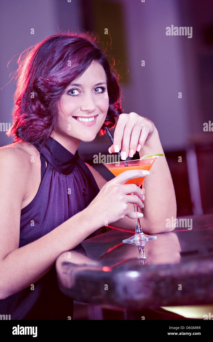 portrait of a young women in the bar Stock Photo - Alamy