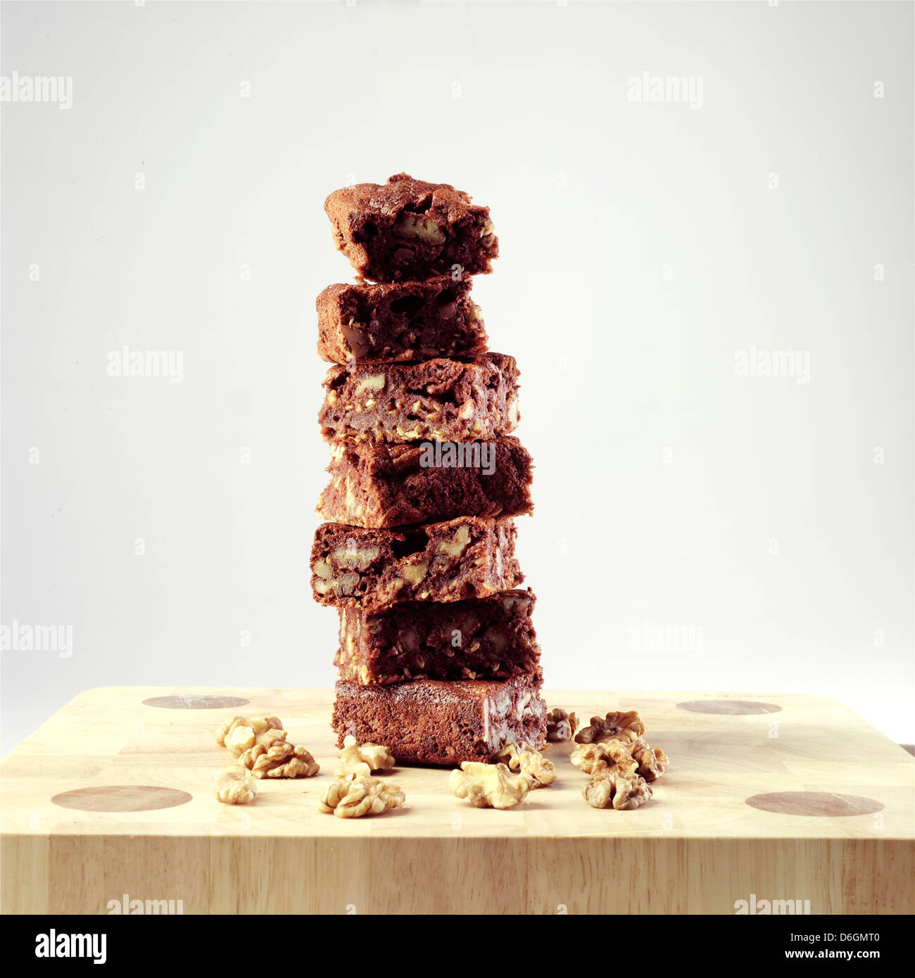 Stack of Walnut Brownies Stock Photo - Alamy