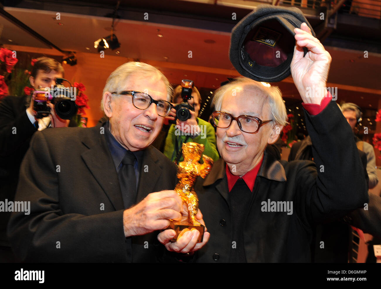 Italian directors Vittorio Taviani (R) and Paolo Taviani pose with the ...