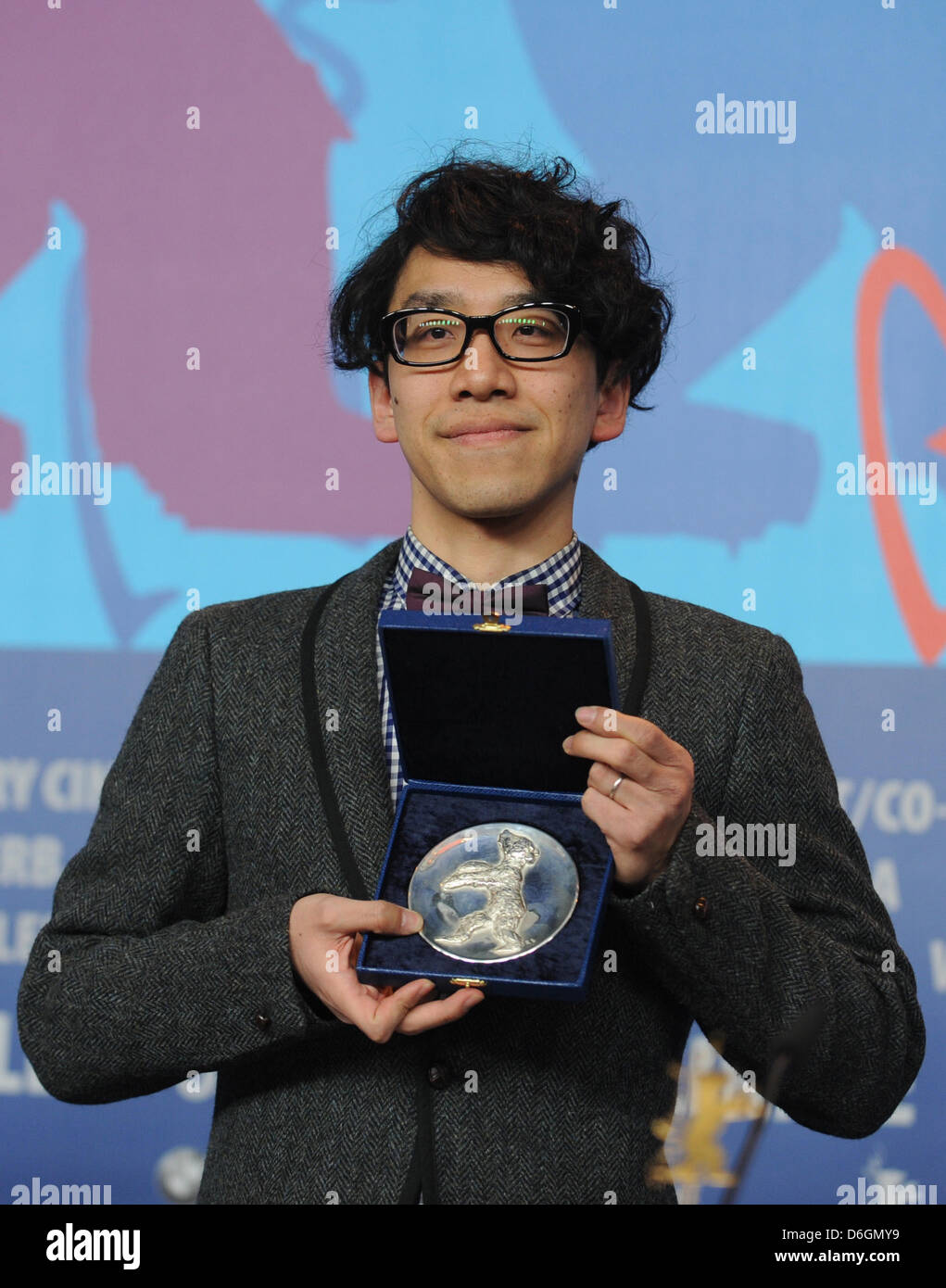 Atsushi Wada, director of the Film "The great rabbit" (Guretho rabitto), is posing with the ...