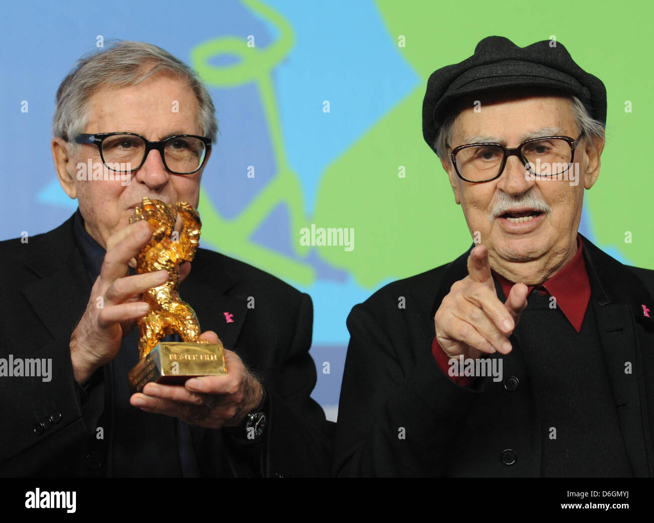 Italian directors Vittorio Taviani (R) and Paolo Taviani pose with the ...