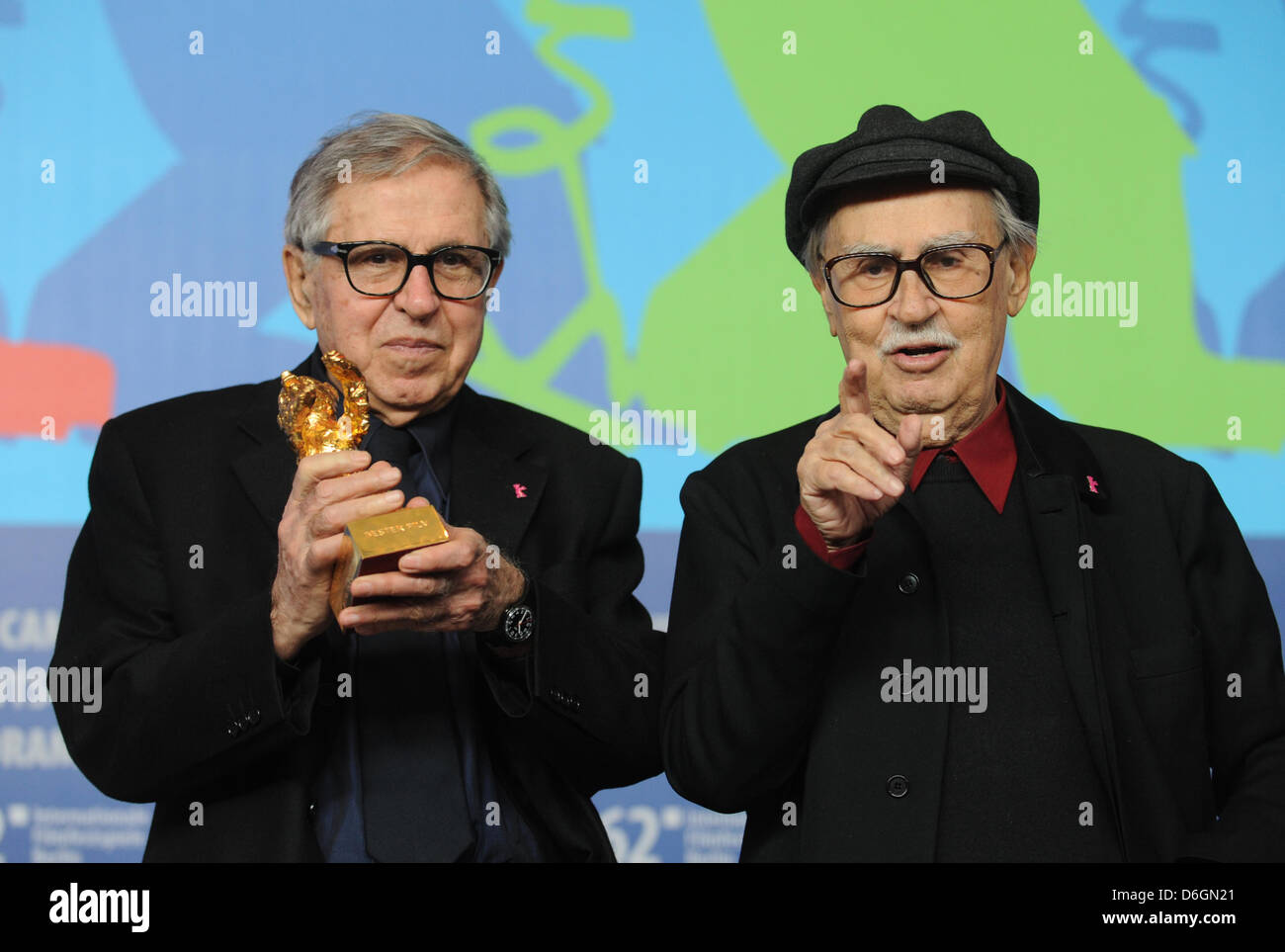 Italian directors Vittorio Taviani (R) and Paolo Taviani pose with the ...