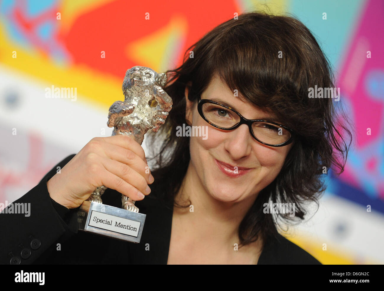 German director Ursula Meier poses with the Special Award of the Jury ...