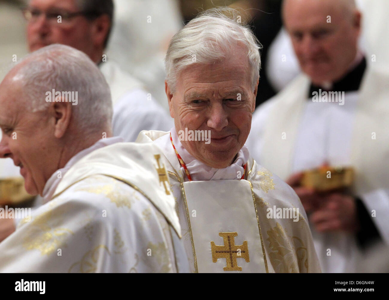 Cardinal Karl Josef Becker attends a service in St. Peter's basilica at ...