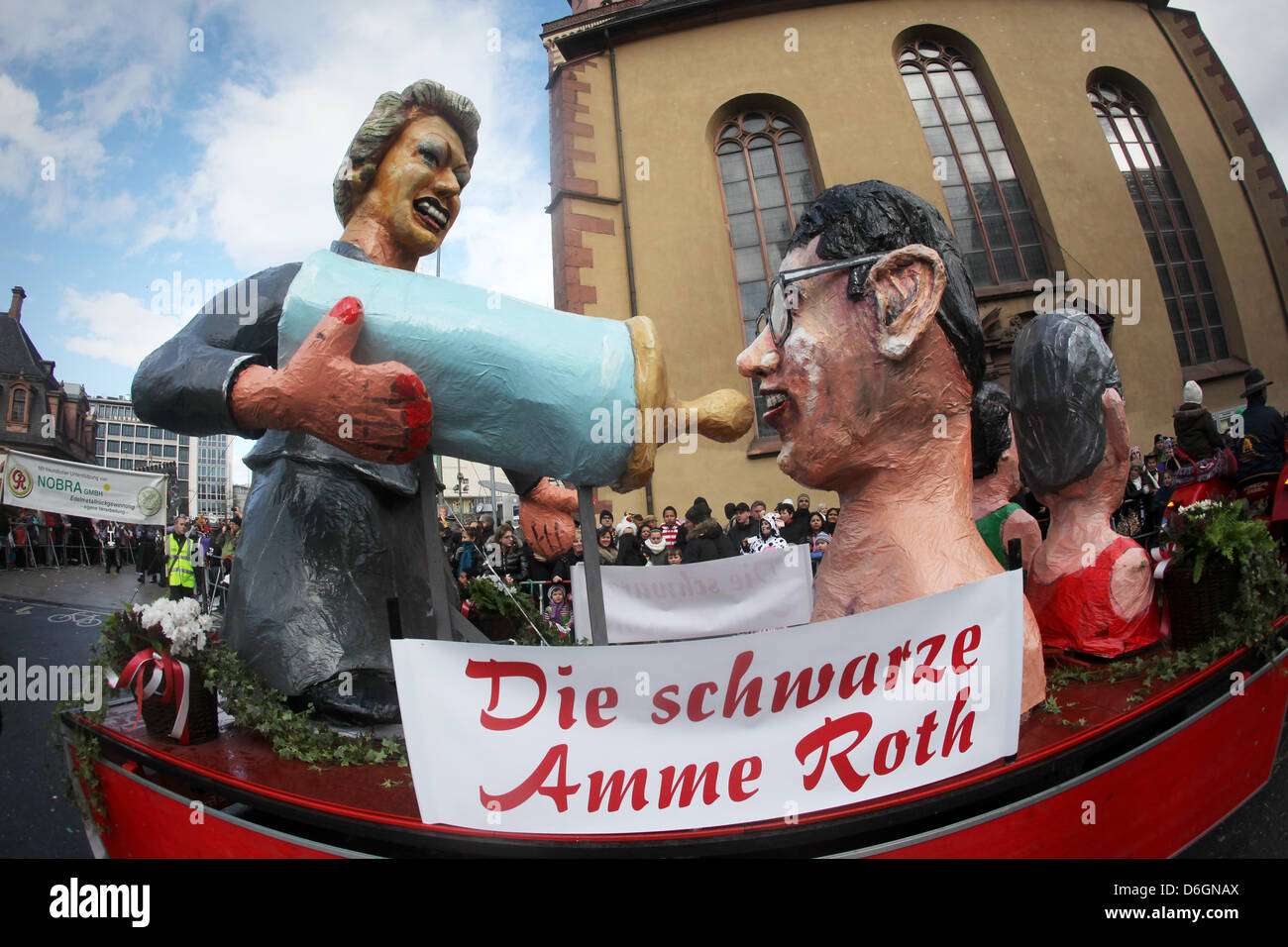 A carnival truck is decorated with Frankfurt's mayor Petra Roth as ...