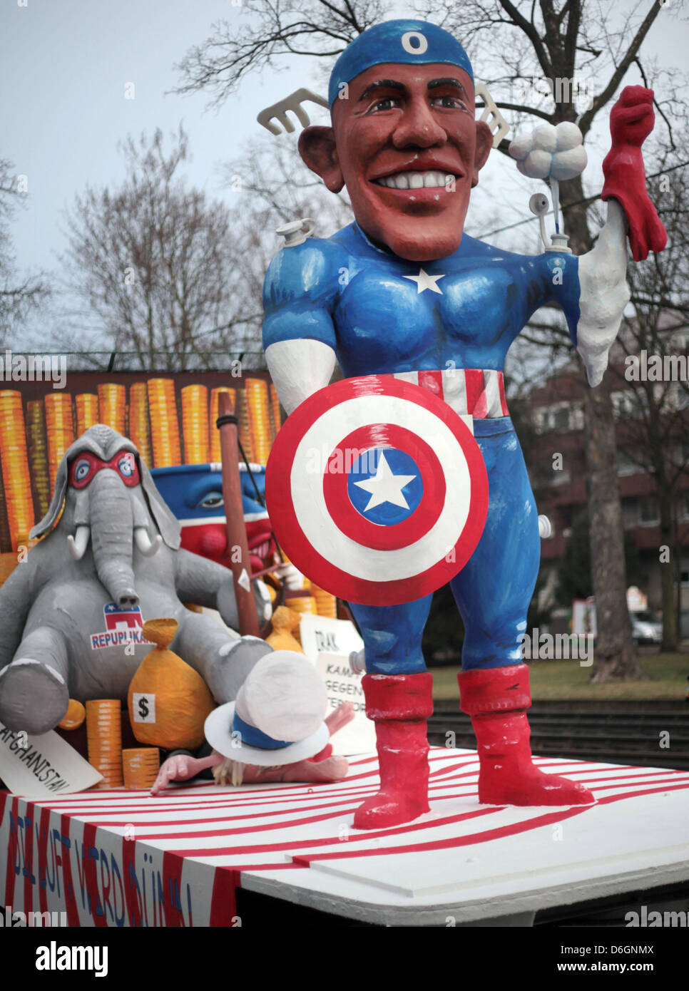 A carnival truck shows US President Obama during the Carnival Monday ...