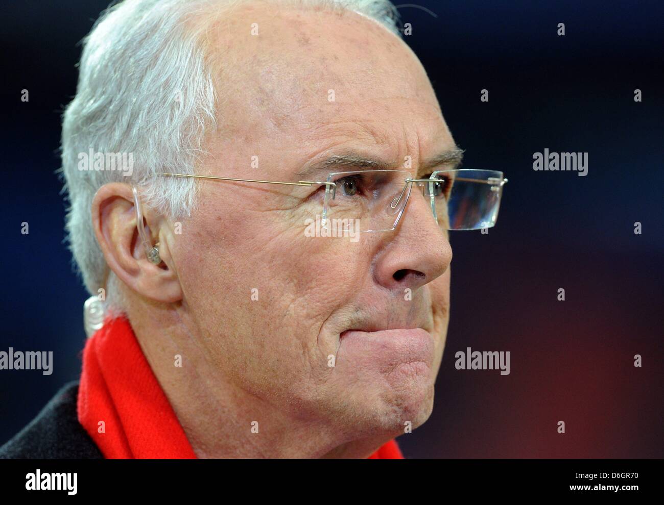 Franz Beckenbauer reacts prior to the UEFA Champions League round of 16 ...
