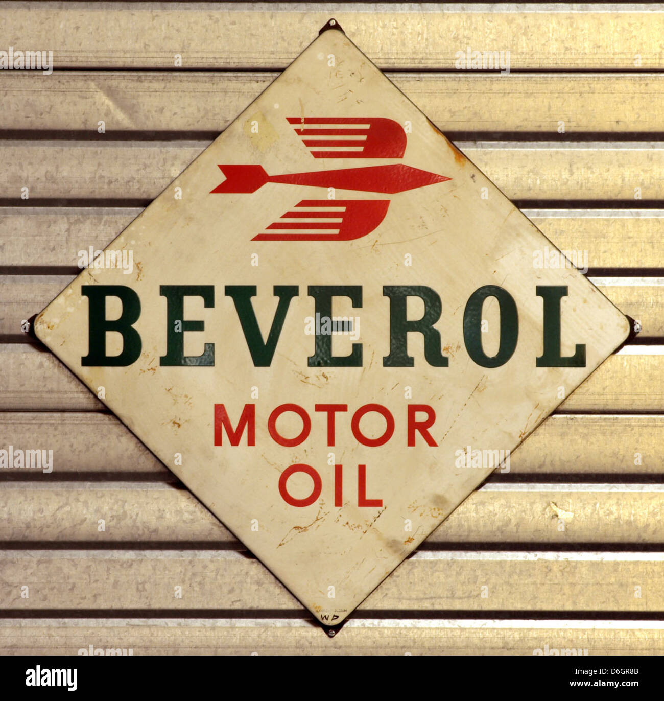 The Beverol motor oil enamel advert sign displayed at the Den Hartog ...