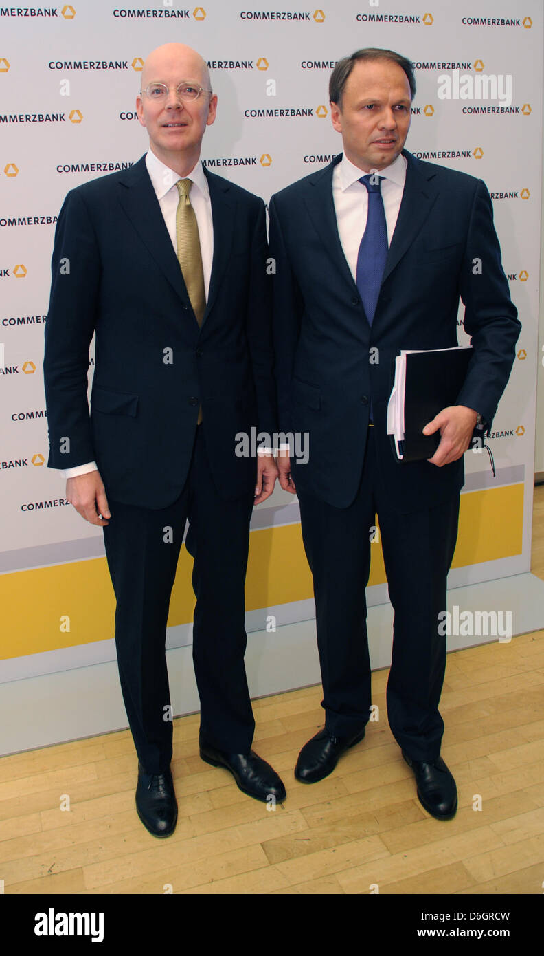 CEO of Commerzbank AG, Martin Blessing, and CFO Eric Strutz arrive at a ...