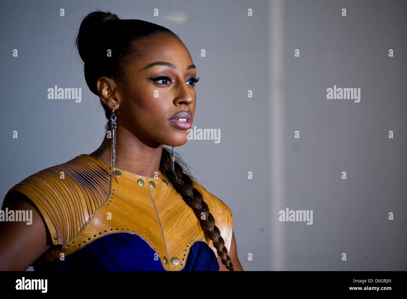 Singer Alexandra Burke attends the Brit Awards 2012 at O2 Arena in ...