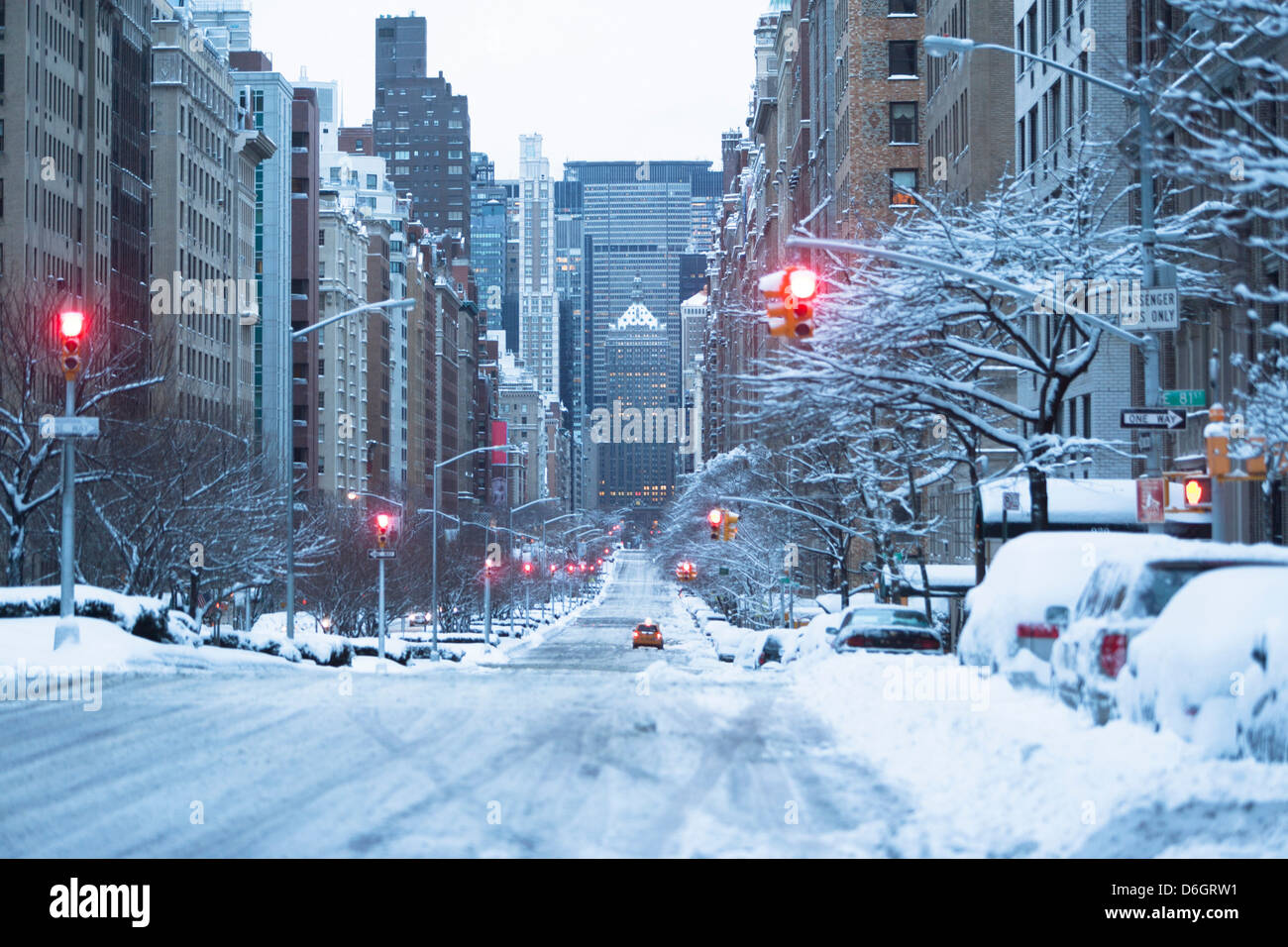 City street covered in snow Stock Photo - Alamy