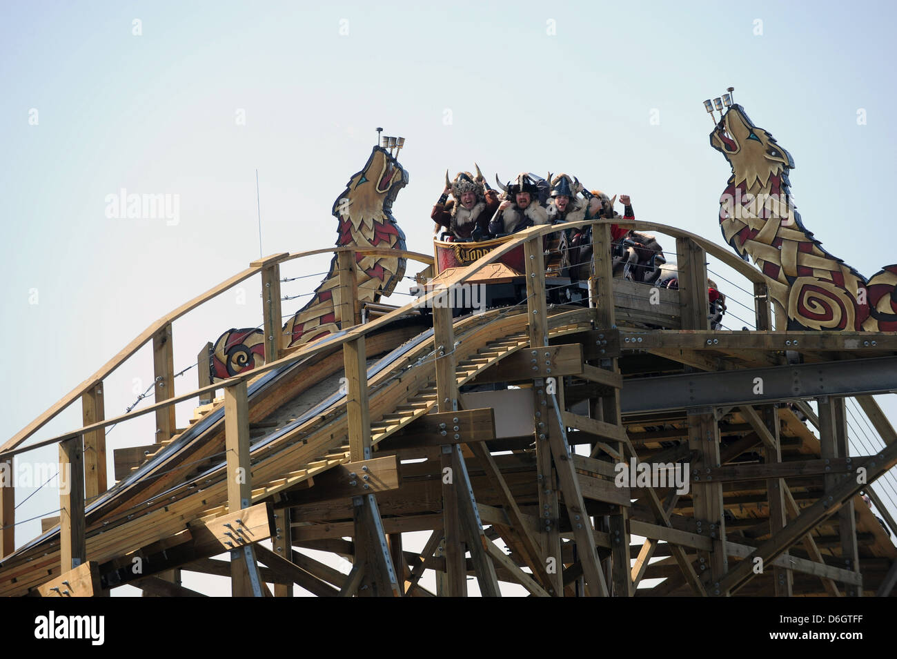 Rust, Germany, inauguration of the new wooden roller coaster Wodan ...