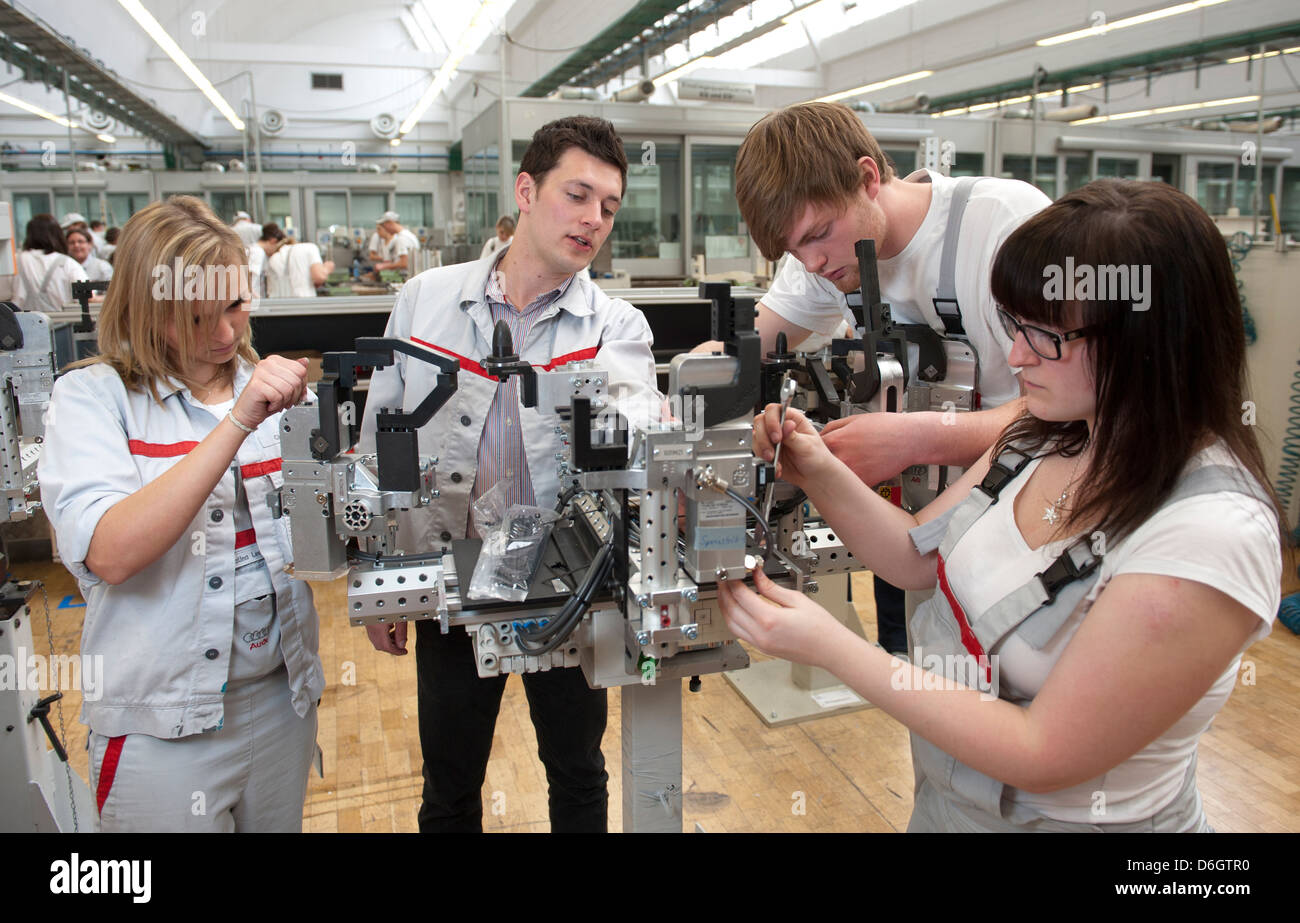 Ingolstadt, Germany, in the mechatronics training workshop at Audi AG ...