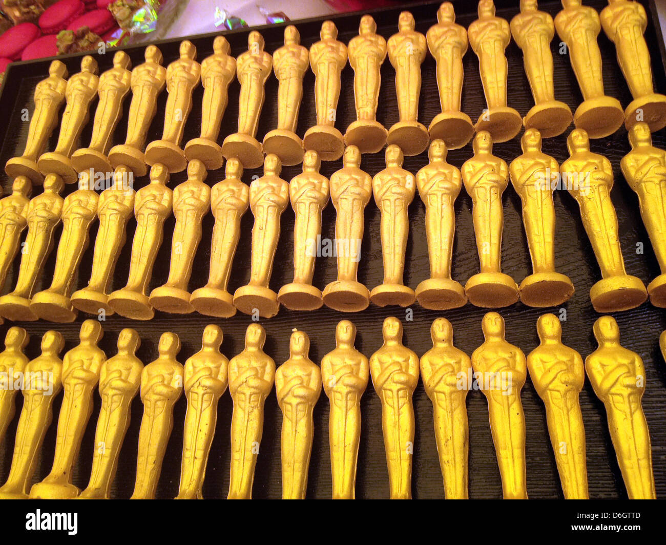 Oscar trophies made of chocolate are presented during a tasting of the ...