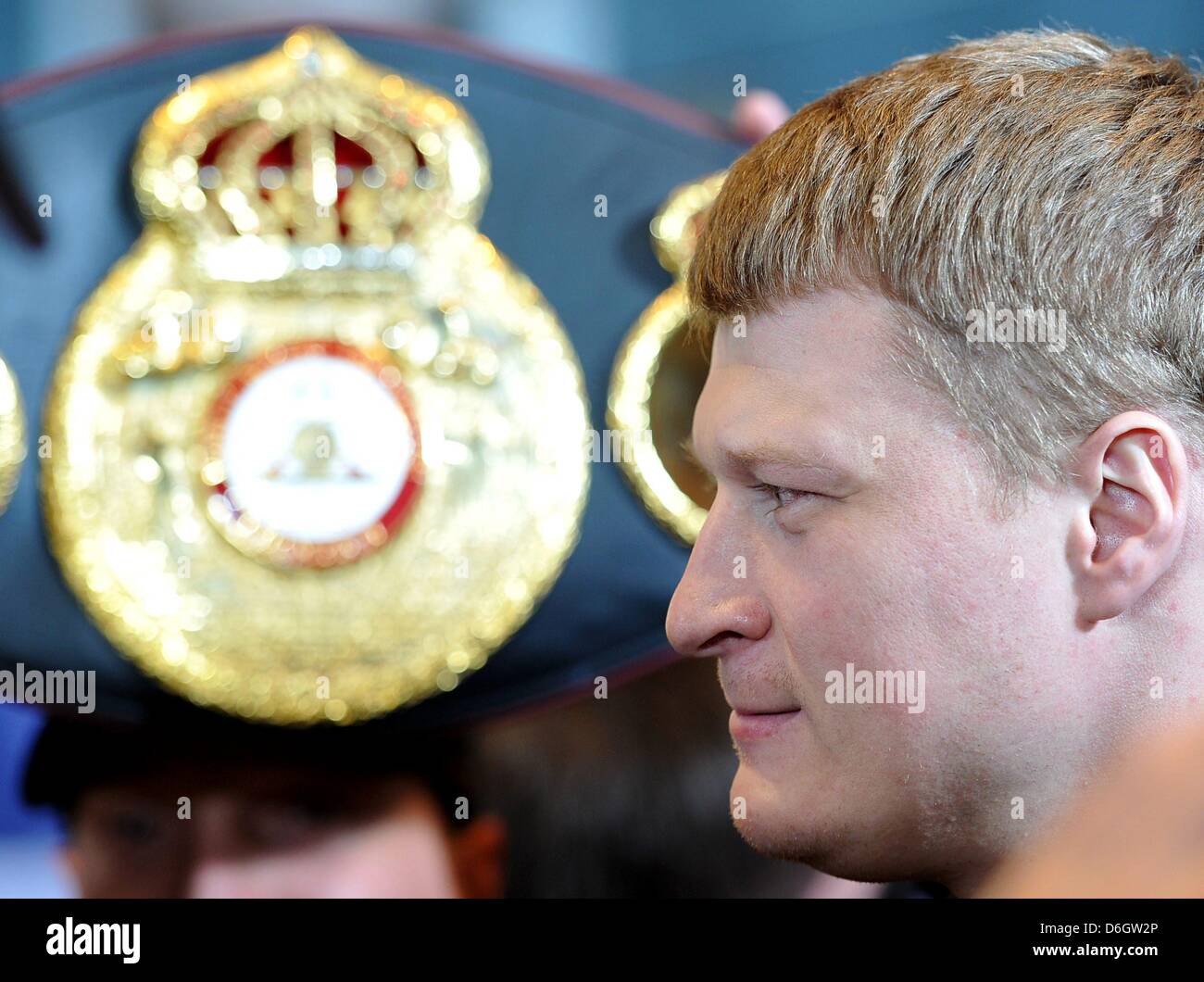 Russian heavyweight boxer Alexander Povetkin gives an interview during ...