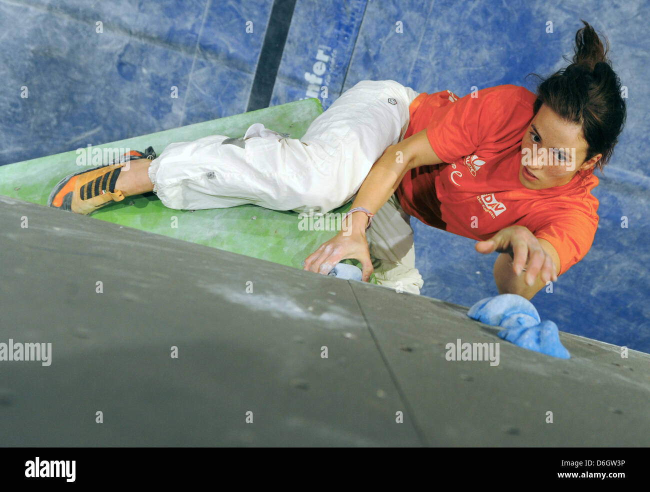 Climber Luisa Deubzer climbs during the semi-final of the German ...