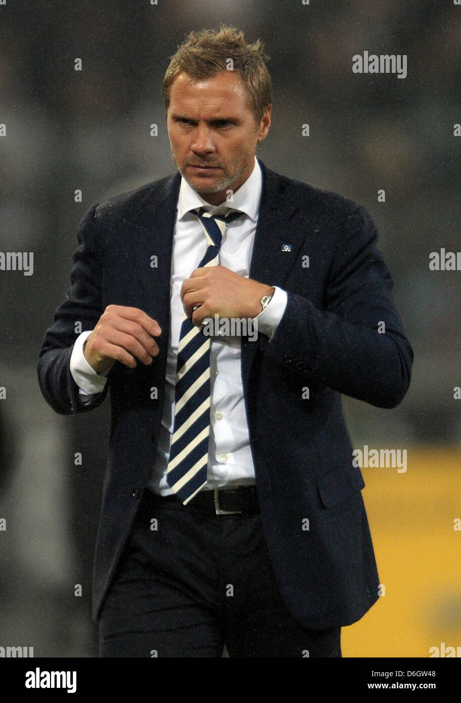Hamburg's Thorsten Fink gestures during the German Bundesliga match ...