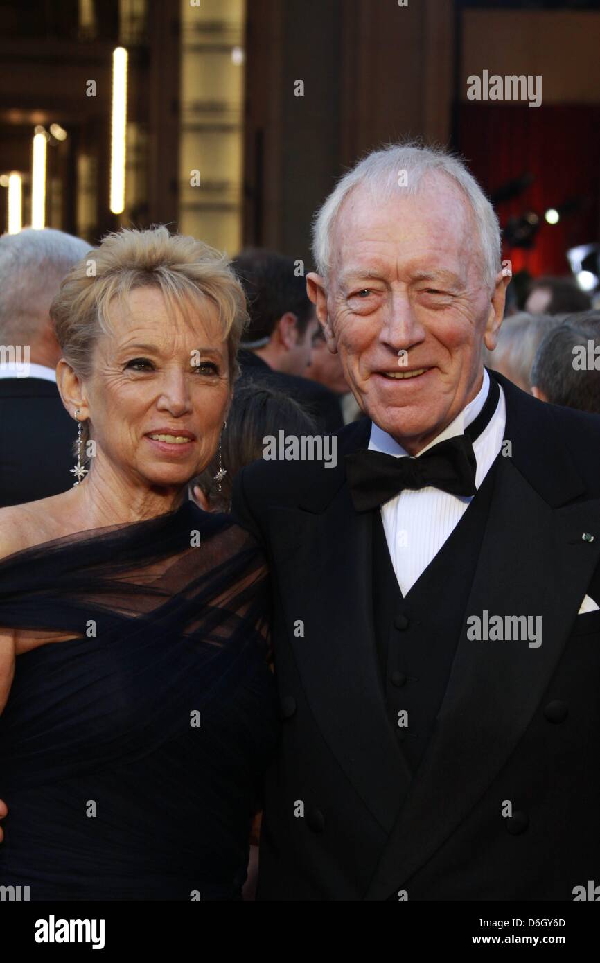 Swedish actor Max von Sydow and Catherine Brelet arrive at the 84th ...