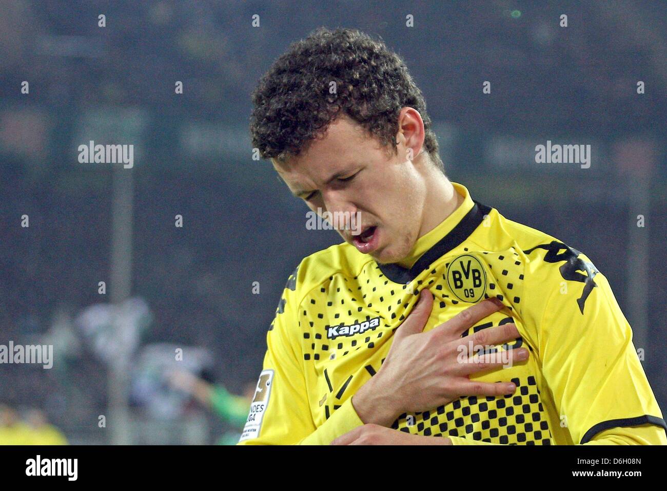 Dortmund's Ivan Perisic celebrates his 3-1 goal during the German ...