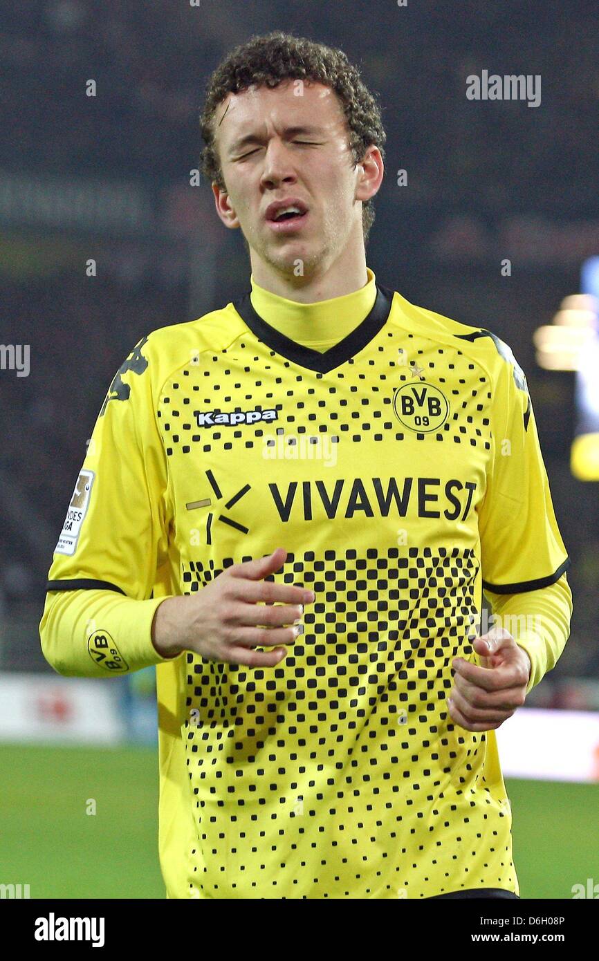 Dortmund's Ivan Perisic celebrates his 3-1 goal during the German ...