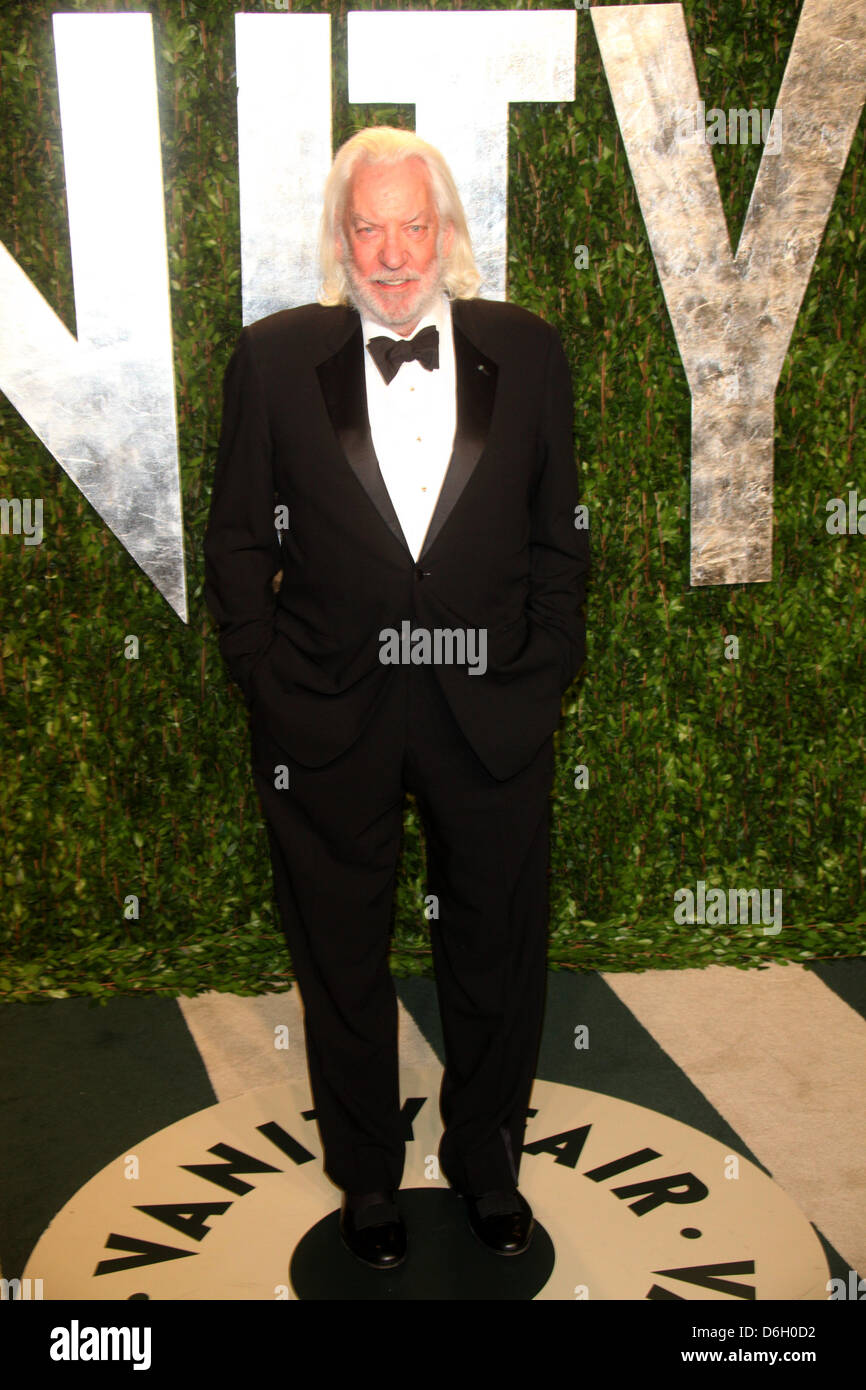 Actor Donald Sutherland attends the 2012 Vanity Fair Oscar Party at ...