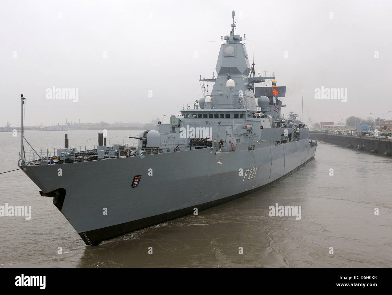 German navy frigate 'Hessen' debouches from naval base Wilhelmshaven ...
