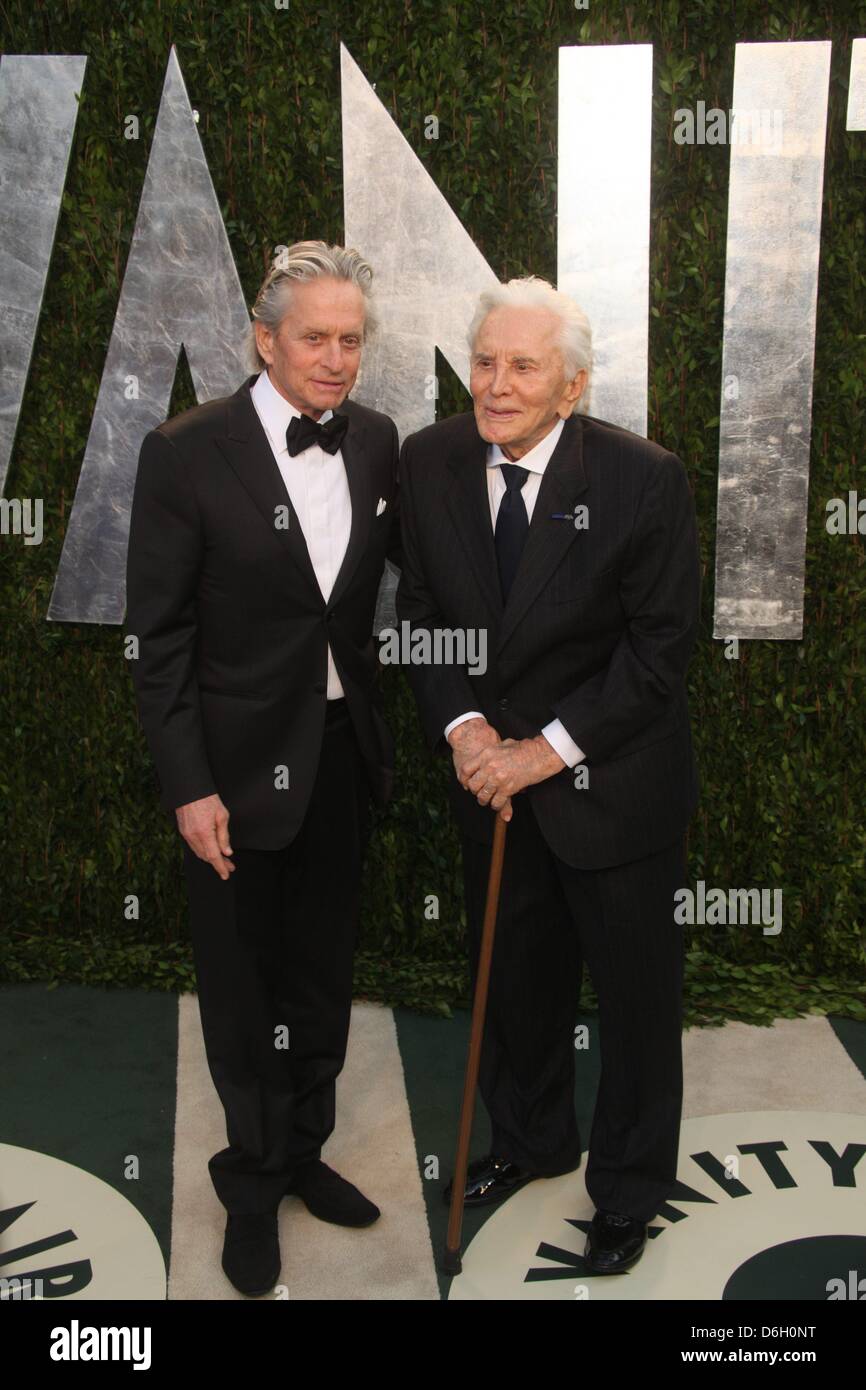 Actor Michael Douglas and his father Kirk Douglas attend the 2012 ...