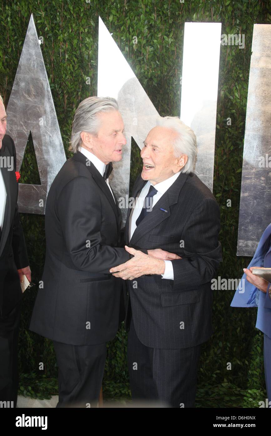 Actor Michael Douglas and his father Kirk Douglas attend the 2012 ...